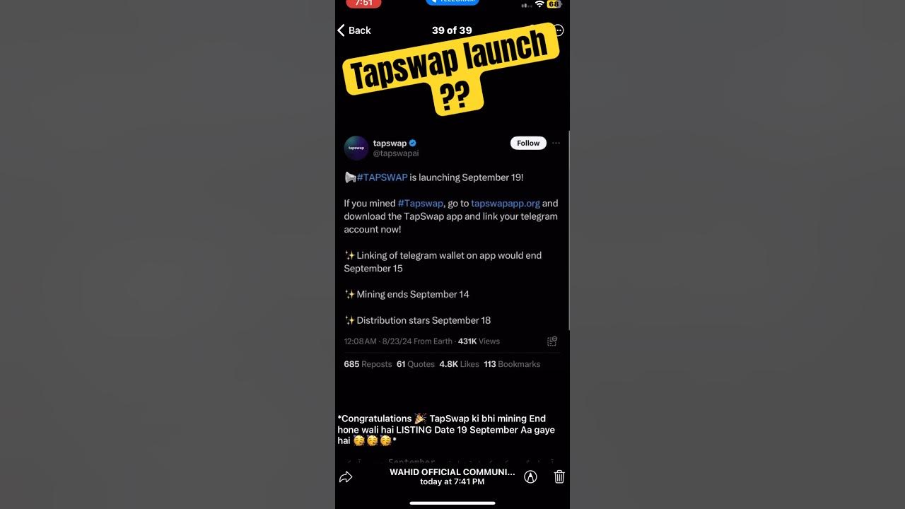 TAPSWAP LAUNCH DATE || TAPSWAP LISTING DATE | TAPSWAP ENDING DATE - YouTube