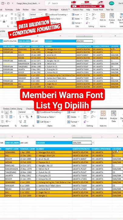 Data Validation+Conditional Formatting. Warna font otomatis #shorts #excel # ...