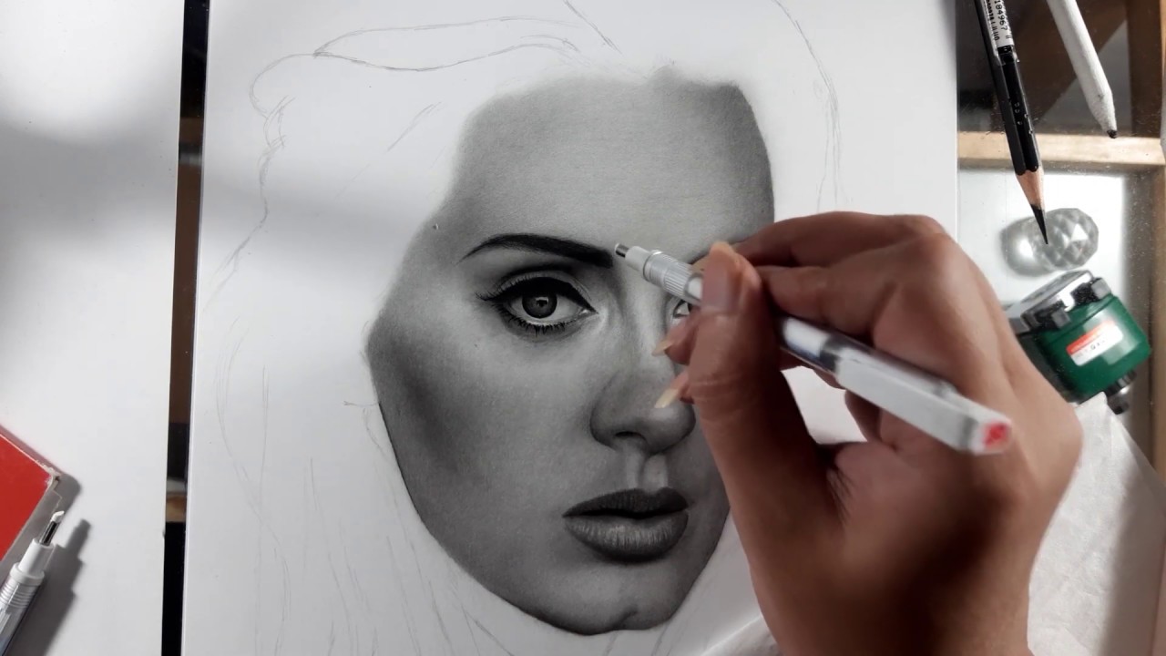 How to Draw Skin so Smooth and Textured on Adele's Face - YouTube