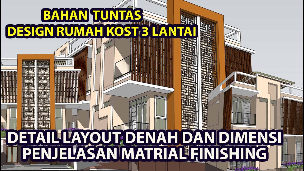 DESIGN LAYOUT RUMAH KOST 3 LANTAI UKURAN 8X13 - YouTube