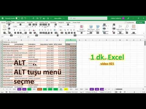 Excel 1 Dakika - ALT tuşu ile menü seçimi