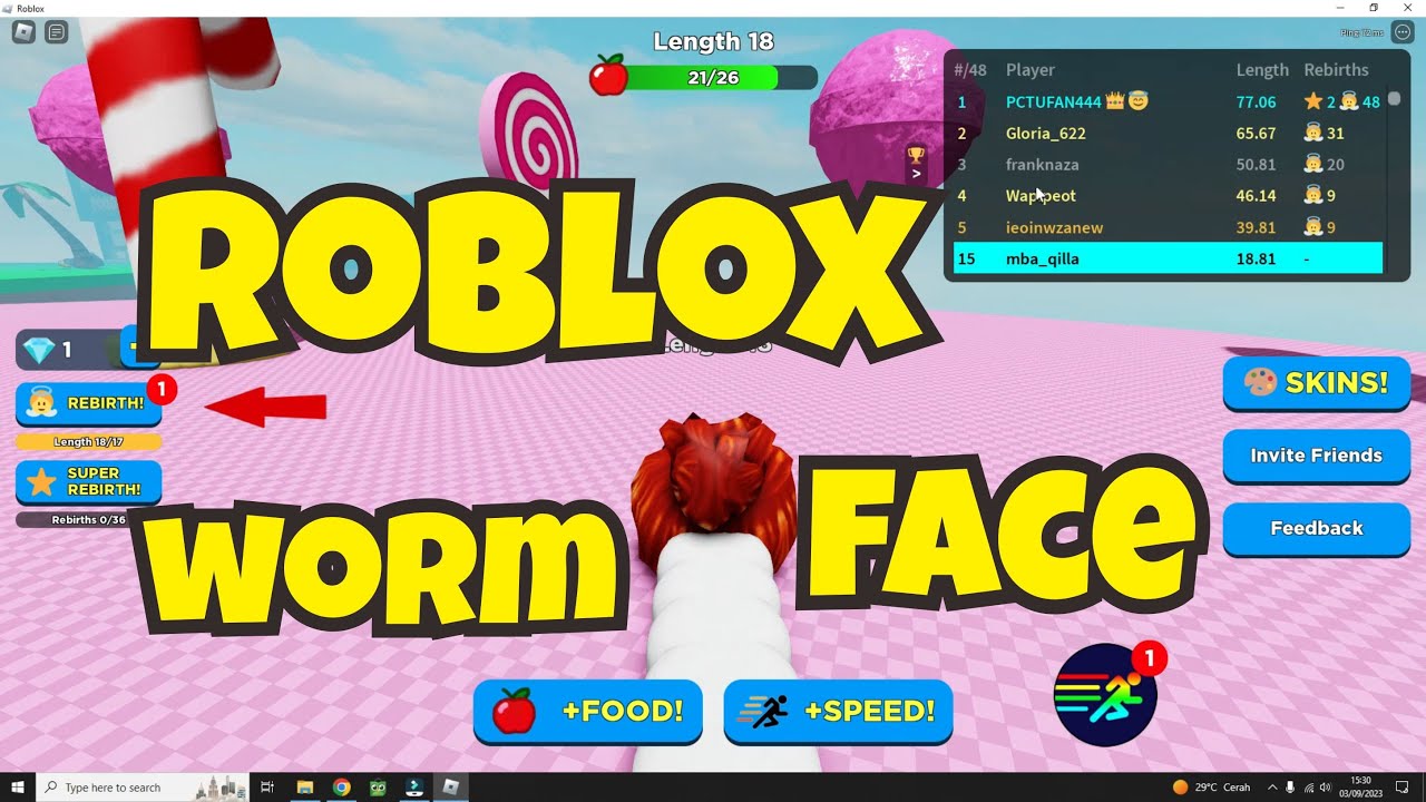 Main Game worm facenya Roblox - YouTube