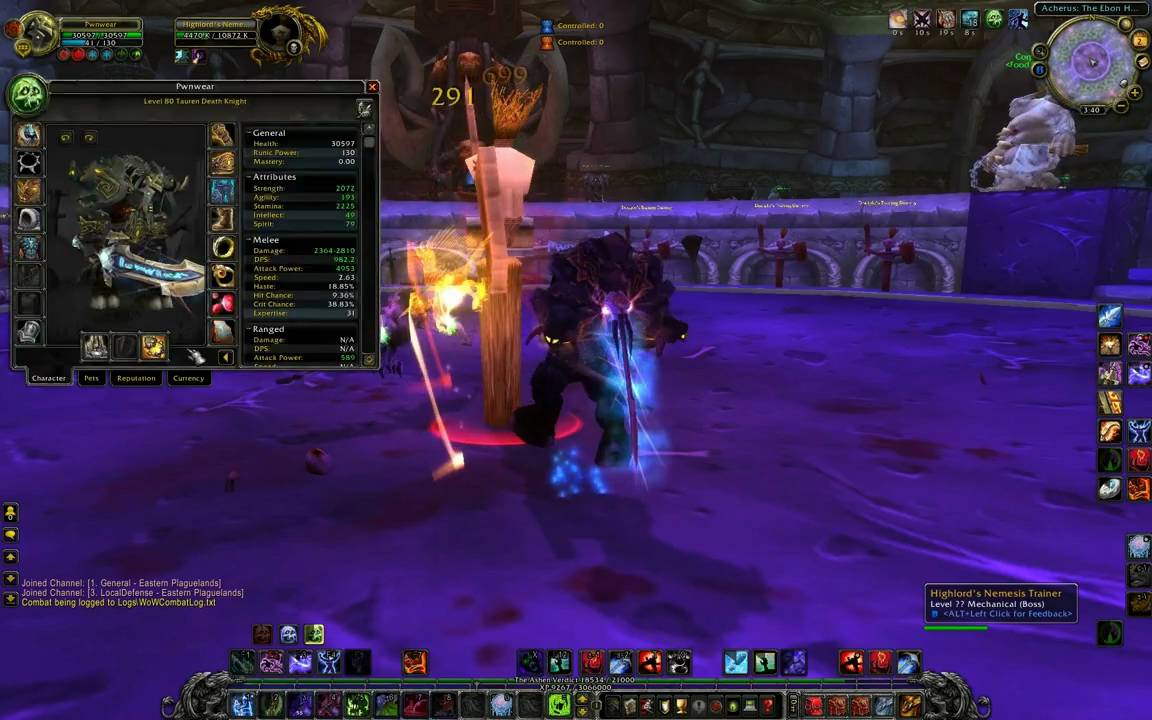 unholy L80 dps test cataclysm beta, acherus hold test dummy (with log ...