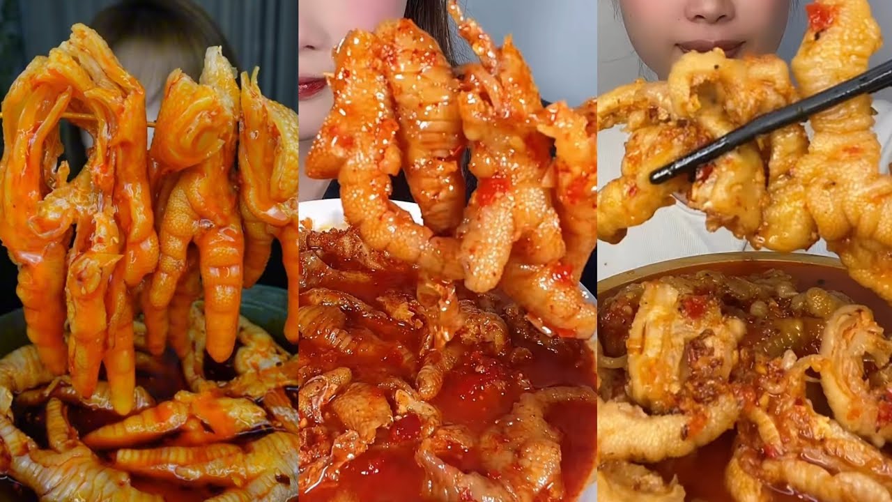 ASMR EATING COMPILATION || Spicy boneless chicken feet Chân gà cay rút ...