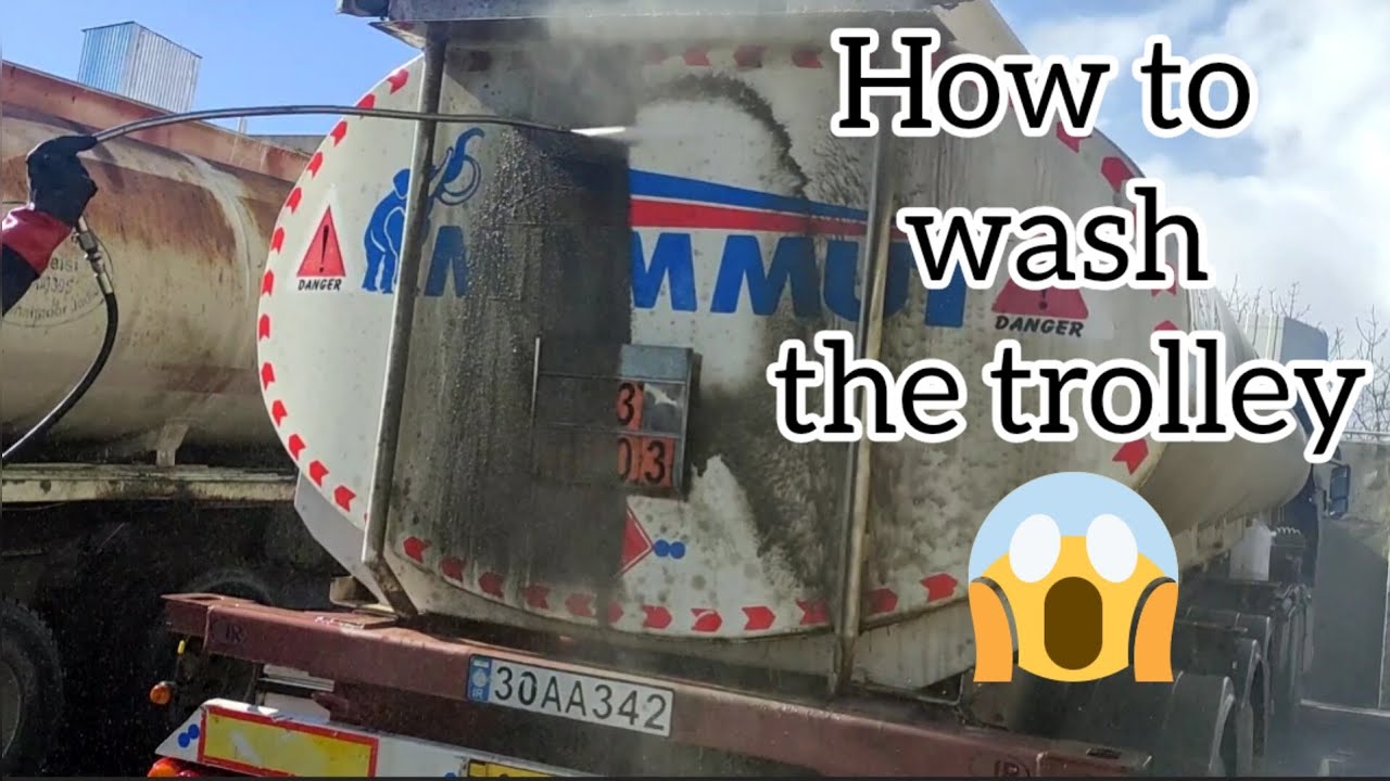 Washing the trailer with a tanker | Car wash for transporting oil - YouTube