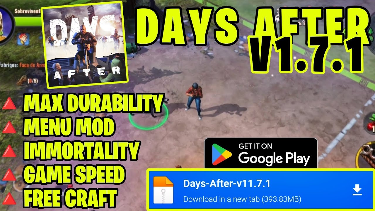 Mod Menu, DAYS AFTER v1.7.1 New Update (Free Craft, Immortality) - YouTube