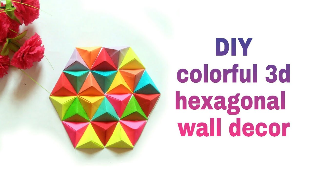 3d hexagonal wall decoration by paper | #papercraft - YouTube