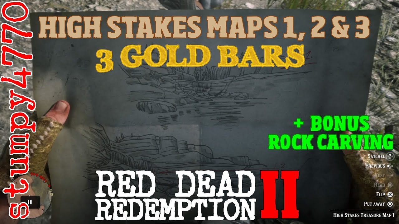 Red Dead Redemption 2: High Stakes Maps 1, 2 & 3. Bonus Rock Carving ...