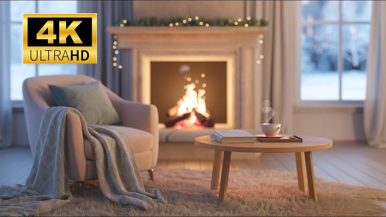 Escape to Cozy Paradise with this Relaxing 4K Fireplace Video - YouTube