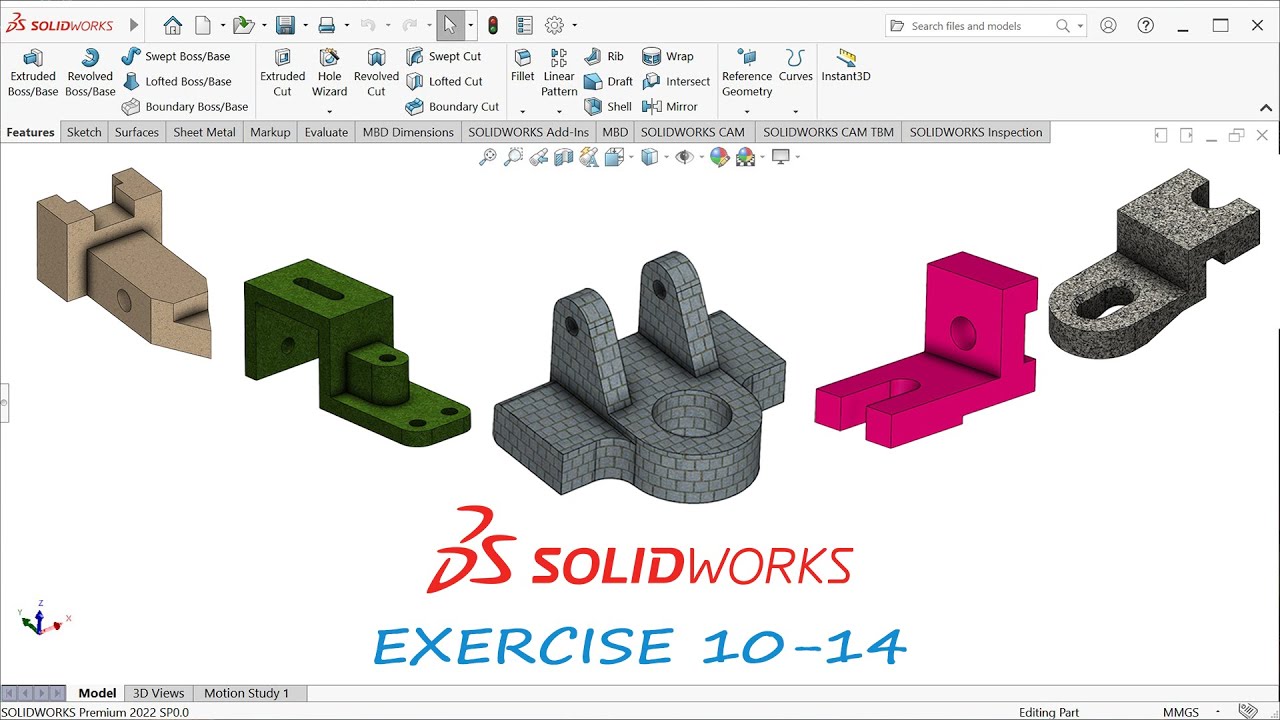 SOLIDWORKS Exercise 10-14 | BOSS AND CUT EXTRUDED (FOR BEGINNERS) - YouTube