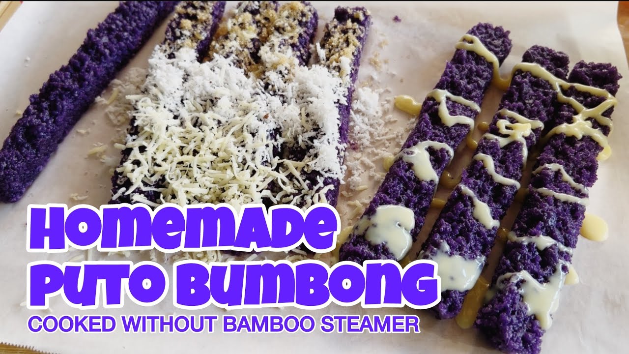 PUTO BUMBONG MADE AT HOME 💜 || COOKED WITHOUT BAMBOO STEAMER - YouTube
