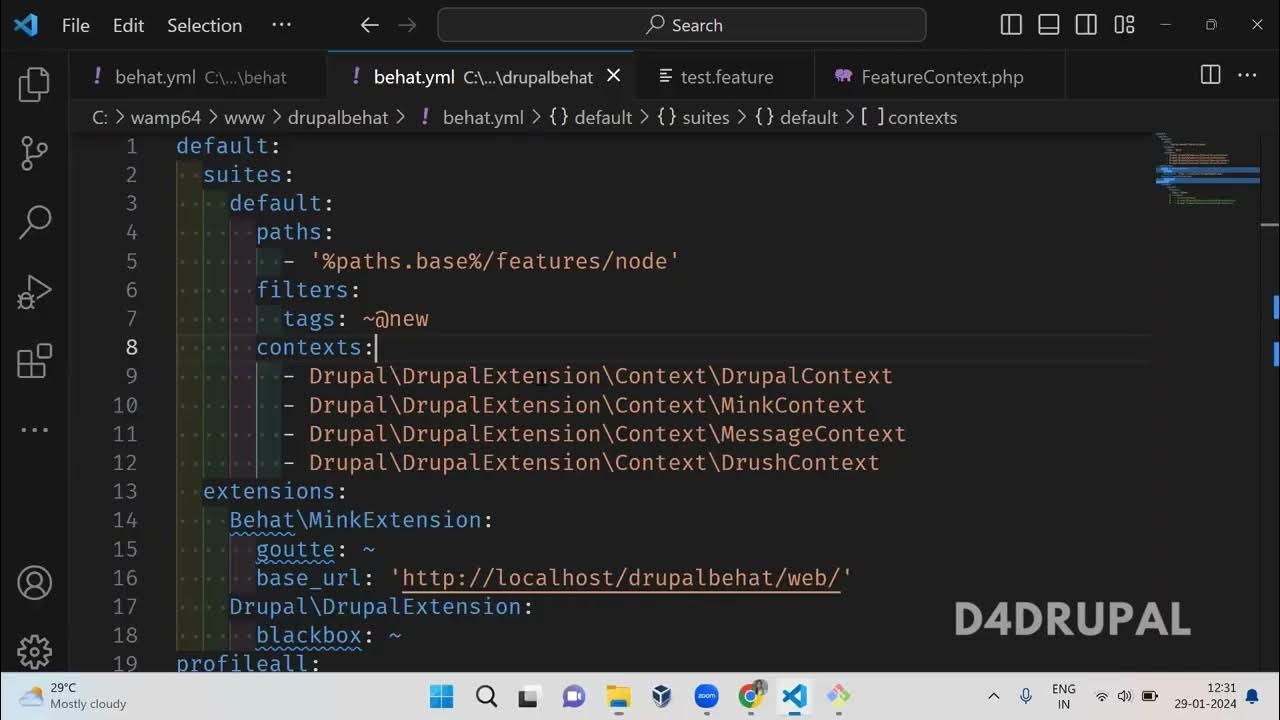 Suite Path Configuration In Behat Testing Drupal 10 Drupal 9 Drupal 8 D4drupal Youtube