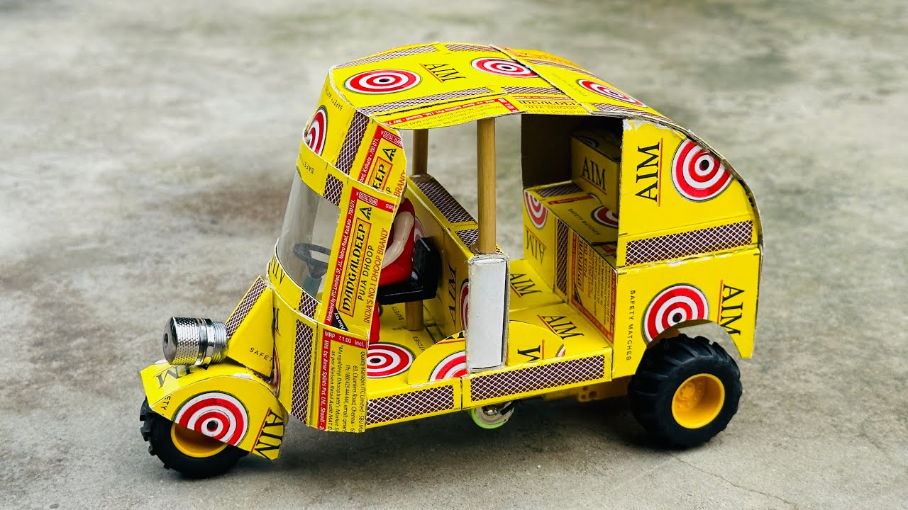 How to make rickshaw at Home Diy Matchbox tuk tuk auto taxi Remote ...