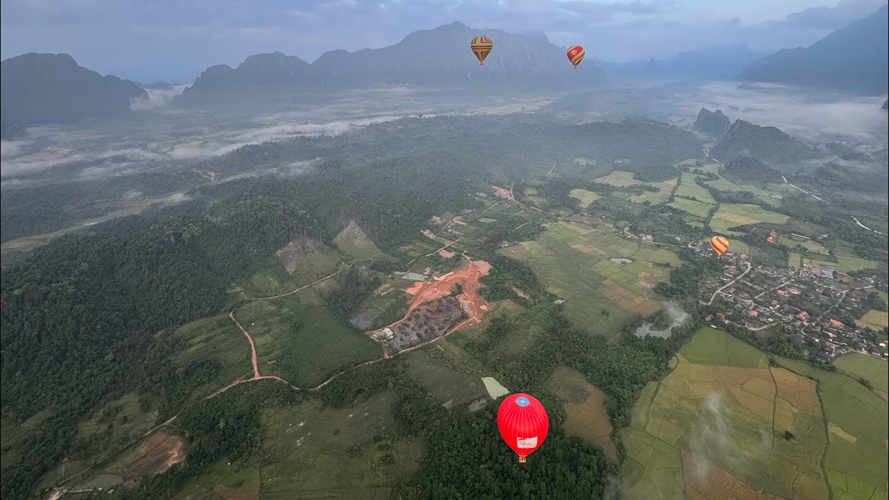 Hot Air Balloon in Vang Vieng Laos -Above Laos - YouTube