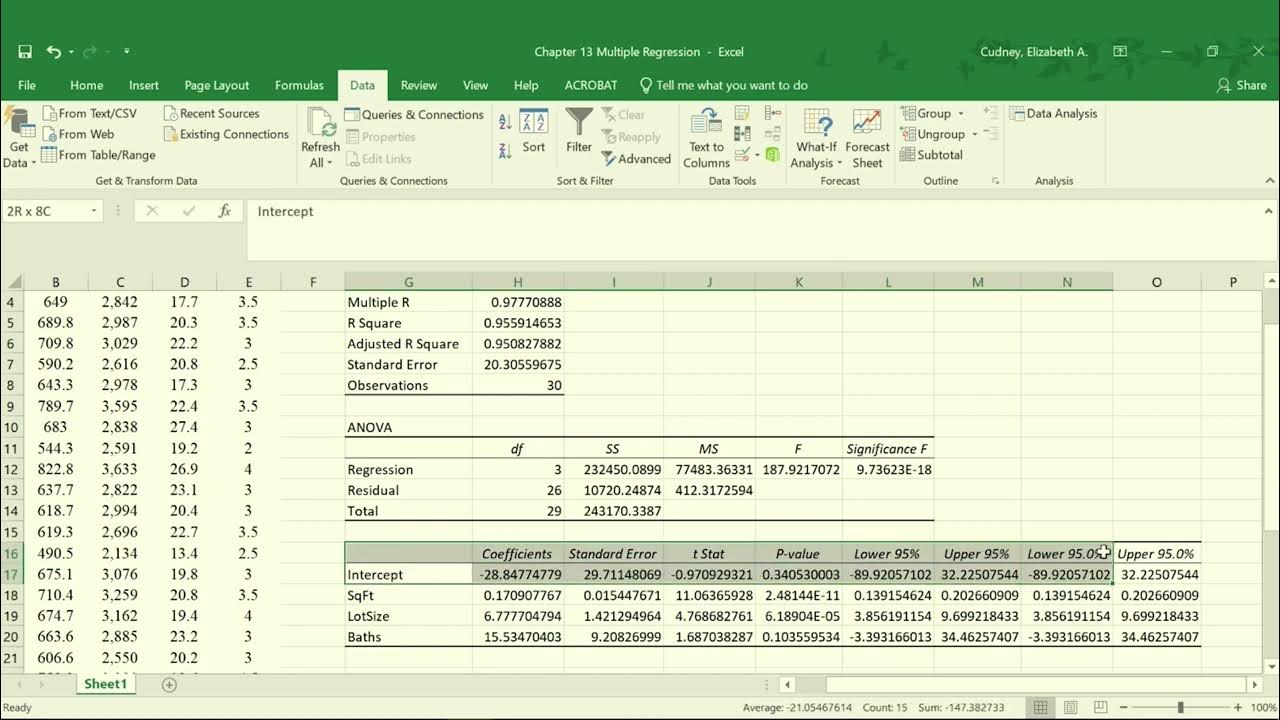Excel Tutorial: Multiple Regression Analysis - YouTube