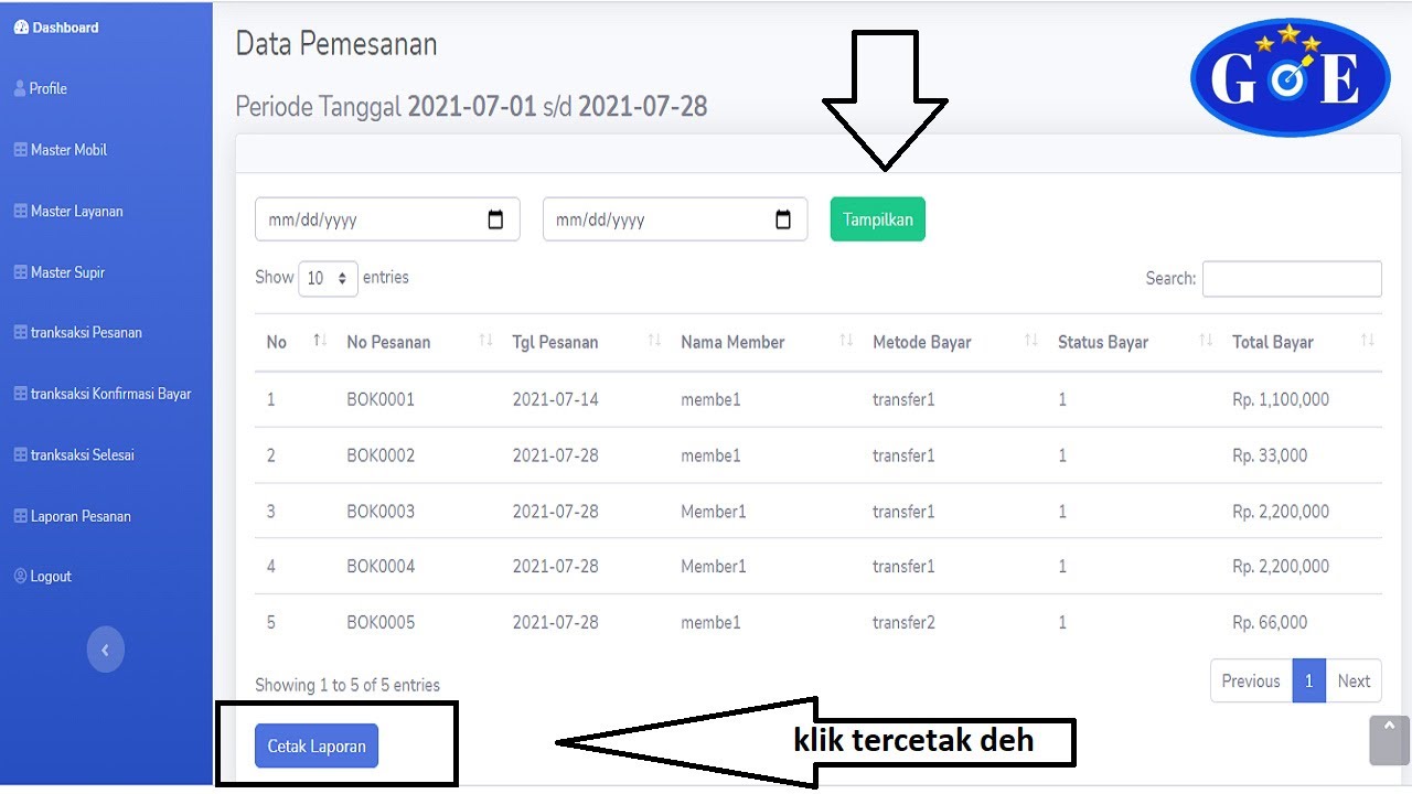 Membuat Laporan Cetak Transaksi Menggunakan Php Dan M