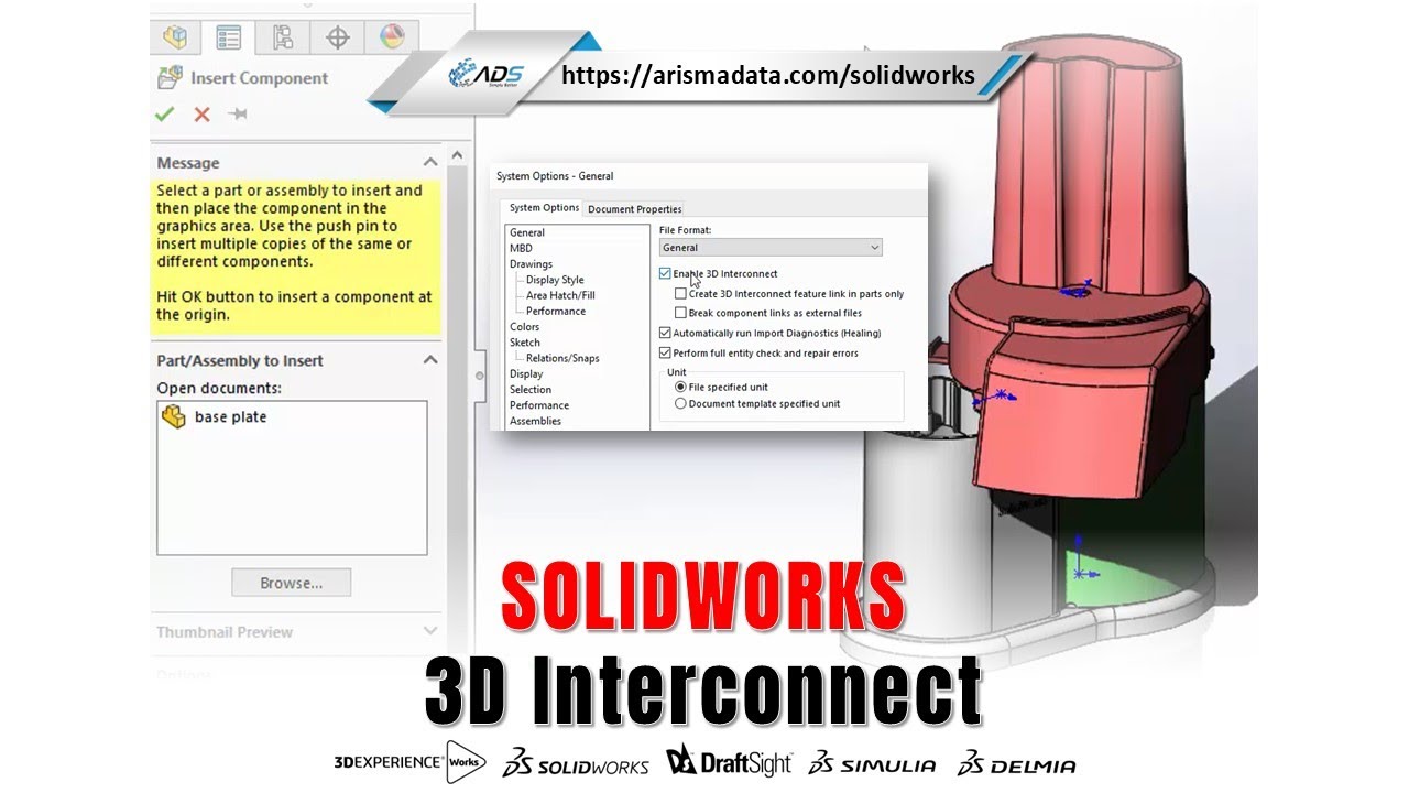 #tutorial #solidworks Menggunakan fitur 3D Interconnect untuk membuka ...