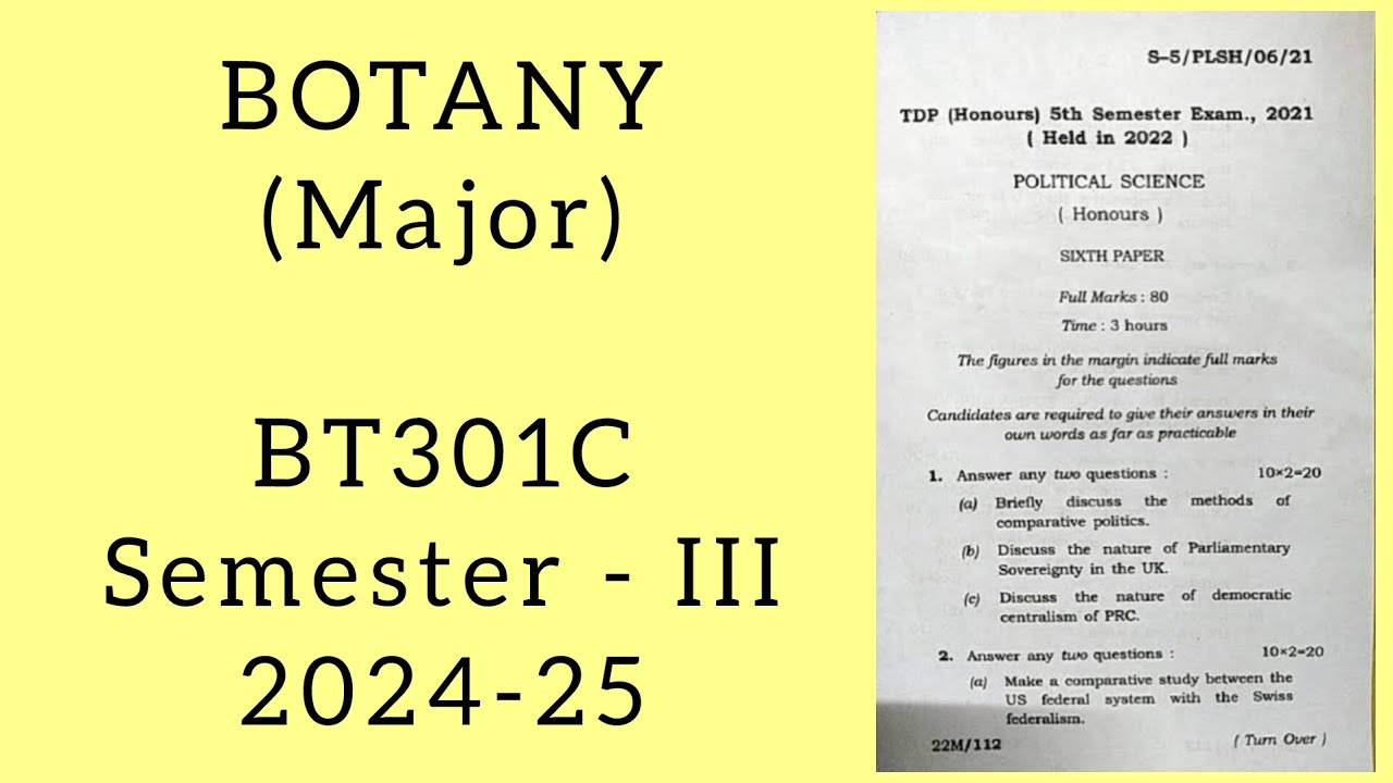 Botany (Major) BT301C 3rd Semester Tripura University Question Paper ...