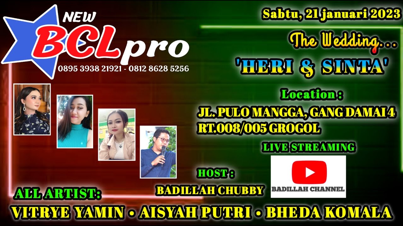 LIVE STREAMING | NEW BCL PRO | WEDDING "HERI & SINTA" - YouTube