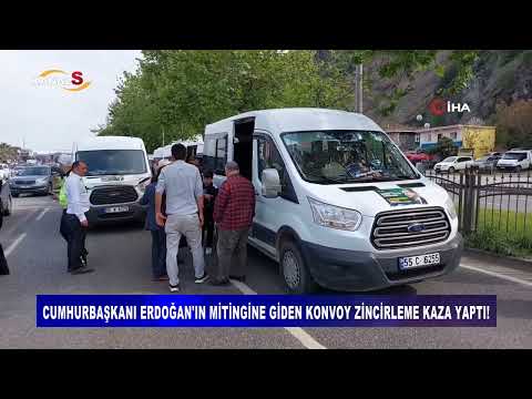 Cumhurbaşkanı Erdoğan'ın mitingine giden konvoyda zincirleme kaza!