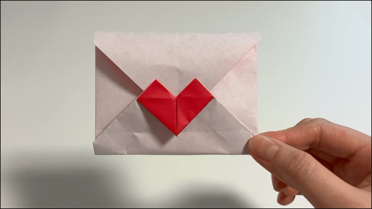 Easy origami heart message card /envelope - YouTube