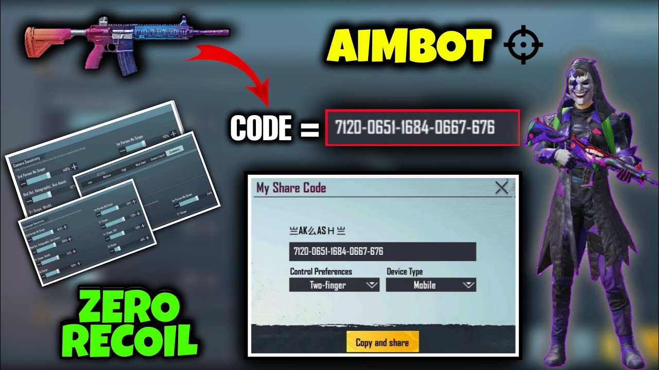 Pro Zero Recoil Sensitivity code + control settings pubg mobile \ bgmi ...