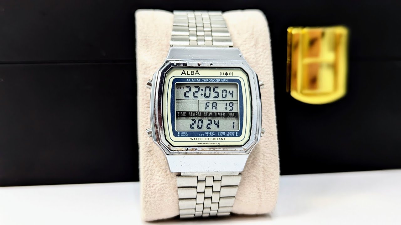 Обзор и настройка электронных часов ALBA Alarm chronograph W040-5060 ...