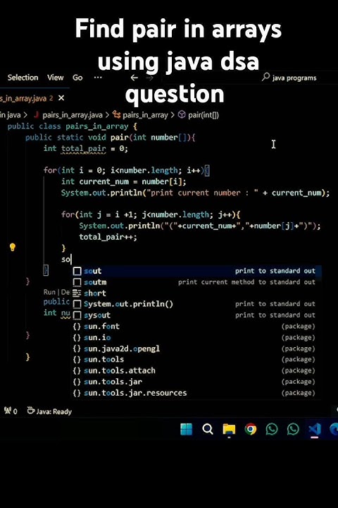 Find Pair In Arrays Using Java Dsa Question Algorithm Arrays Animation Arraysinjava Youtube