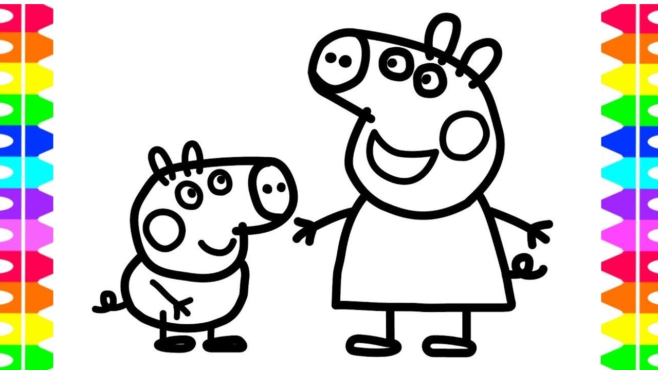 Peppa Pig and George Pig Drawing and coloring | Tips for easy step by ...