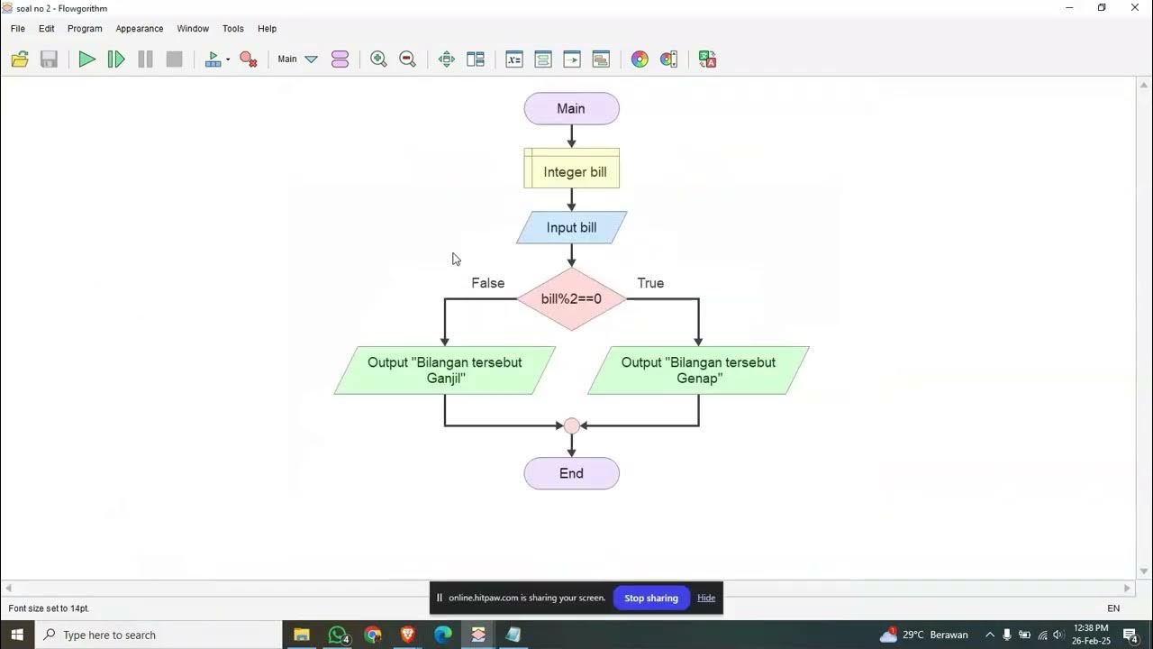 Simulasi Flowchart untuk mengurutkan bilangan acak, genap ganjil, dan ...