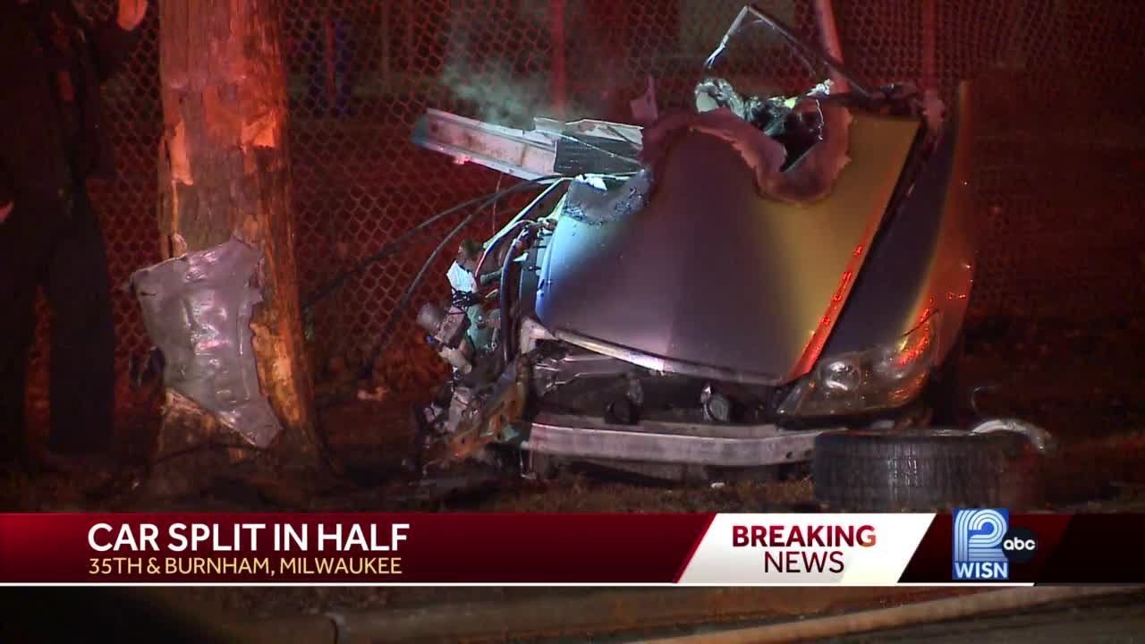 Car split in half at 35th and Burnham - YouTube