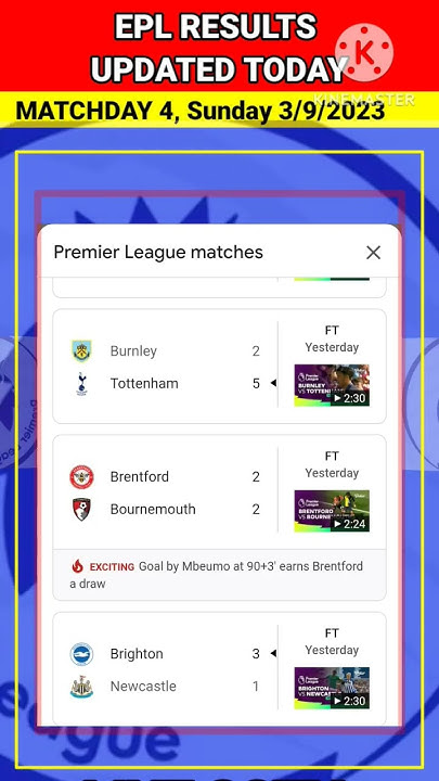 English Premier League Results Updated Today | Matchday 4 #epl #Englishpremierleague #eplresults ...