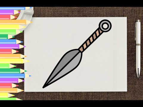 HOW TO DRAW A KUNAI KNIFE EASY - YouTube