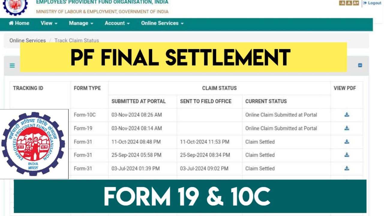 PF Full And Final Settlement Telugu | PF Form 19 & 10c Claim Telugu ...