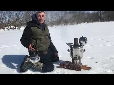 Buz tutmuş gölde -17 derecede semaver keyfi -Making Turkish tea on the frozen lake
