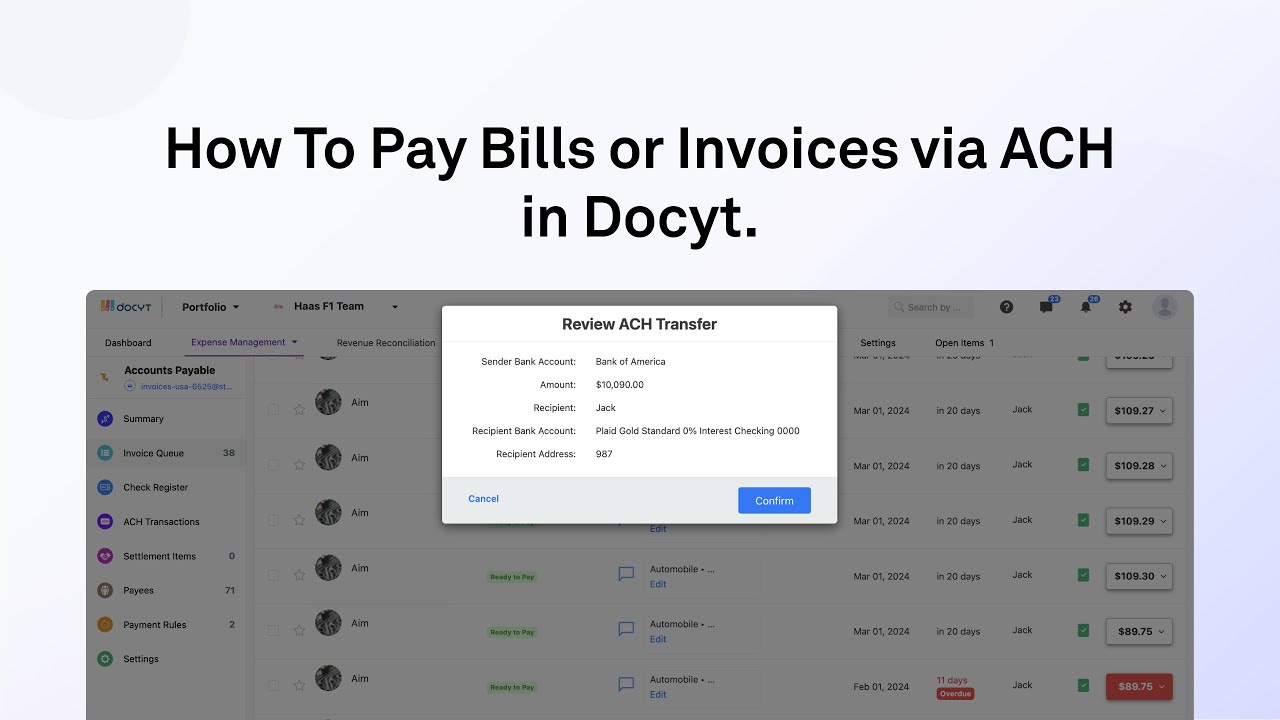 How to Pay Bills/Invoices via Docyt ACH - YouTube
