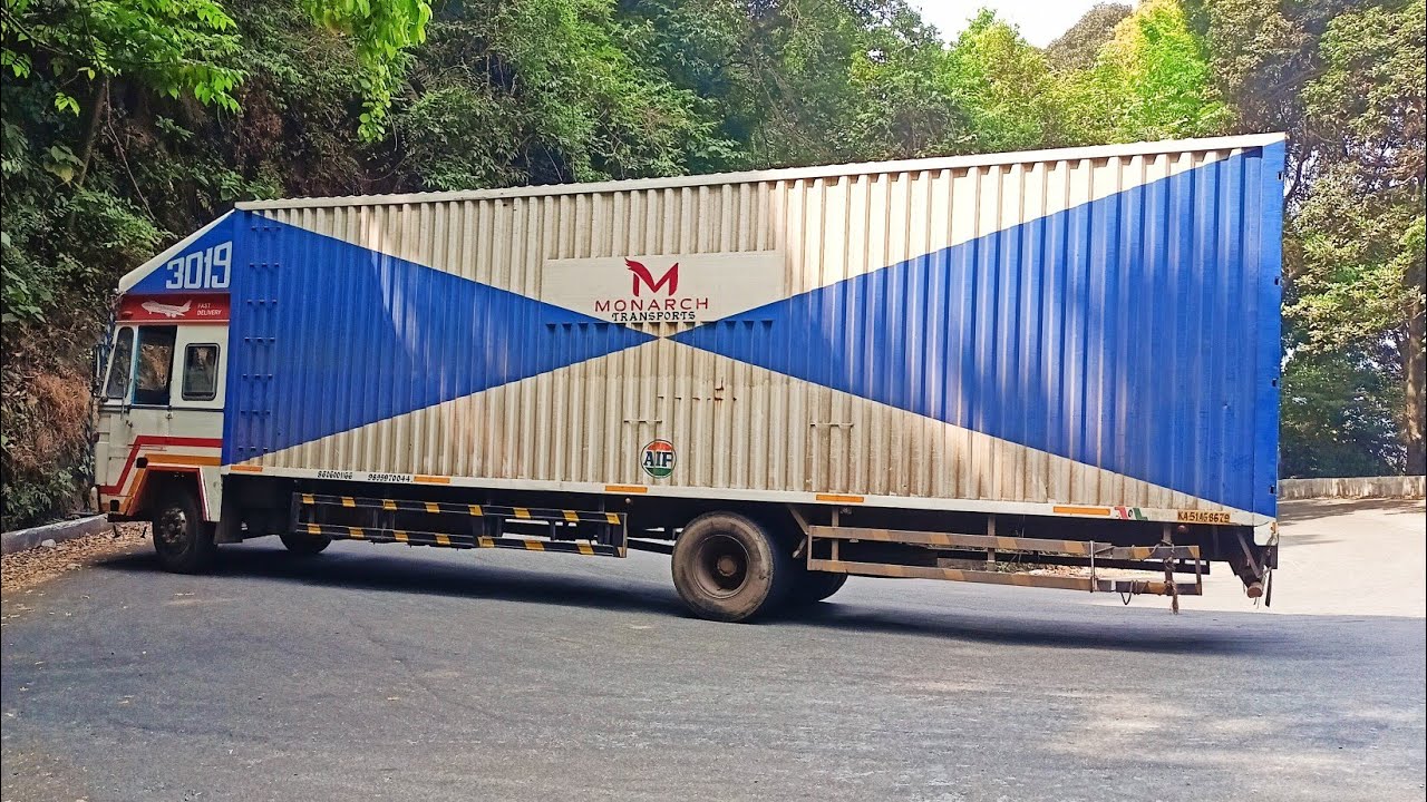 Heavy Container Truck And Lorry Turning Seventh Hairpin Bend ...