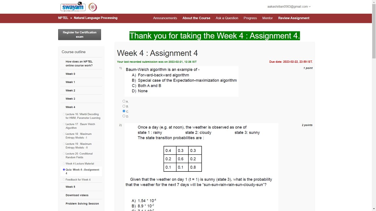 Assignment 4 | Natural Language Processing (NLP) - IIT KGP | NPTEL ...