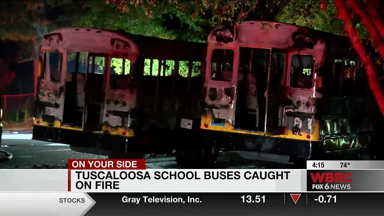 Tuscaloosa school buses catch fire - YouTube