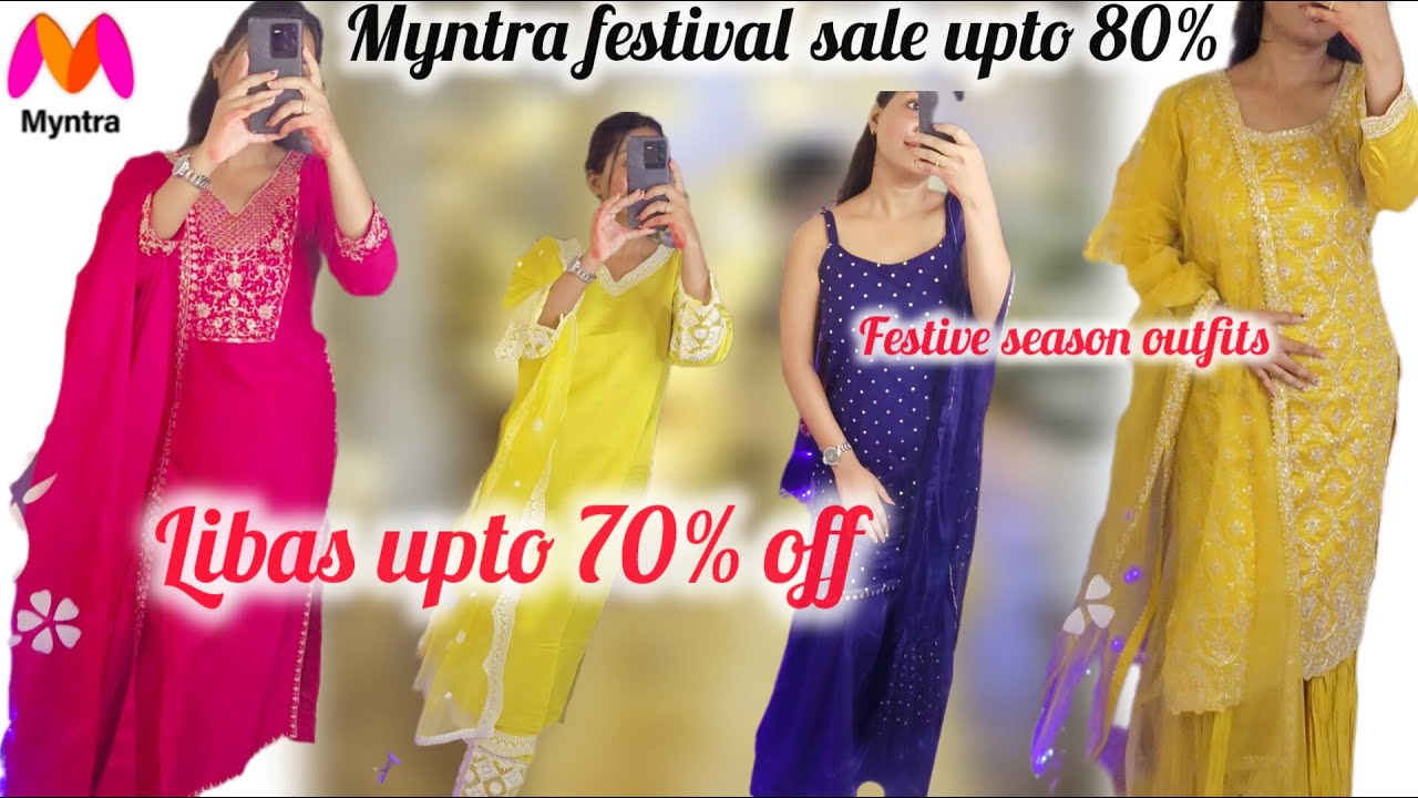 Myntra festival/wedding season outfits ideas। All brands upto 80% off ...