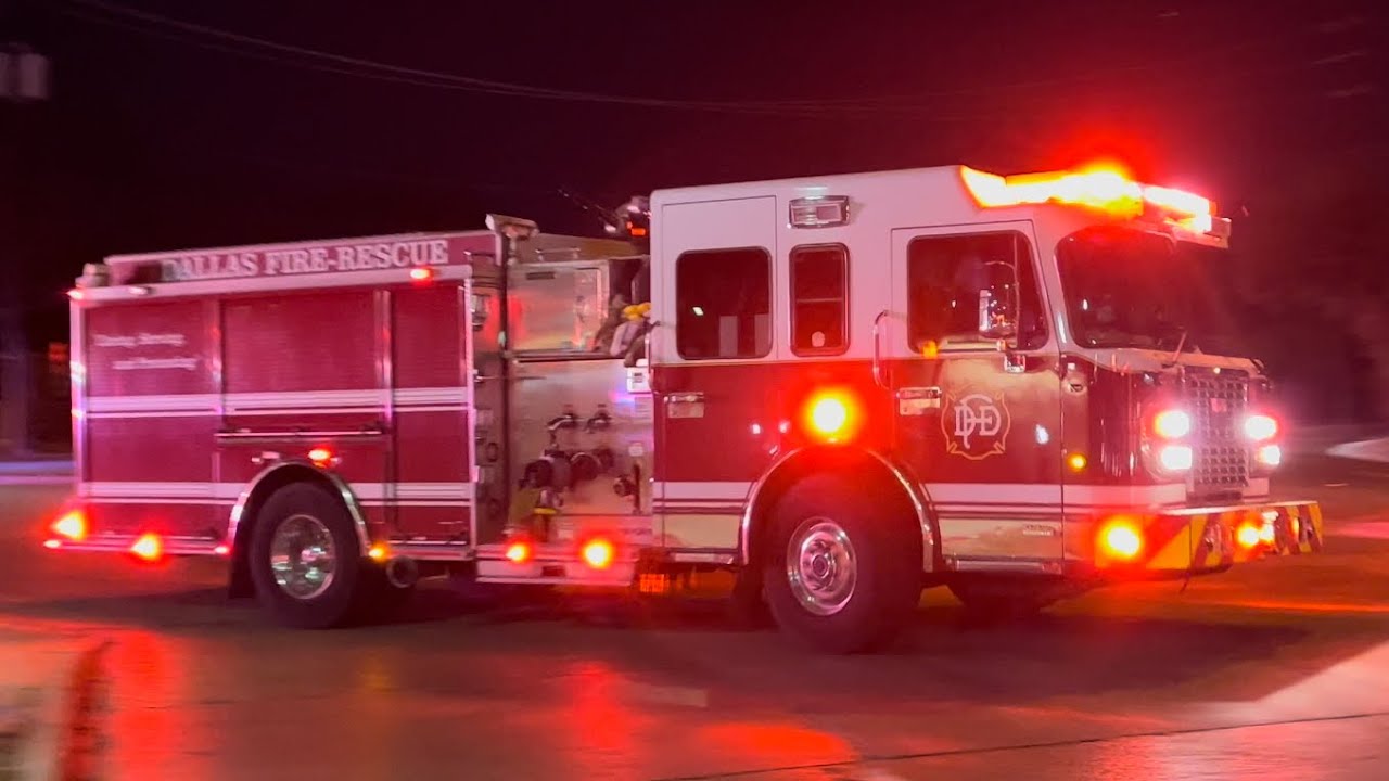 Dallas Fire Rescue Engine 33 + Rescue 33 Responding from Quarters - YouTube
