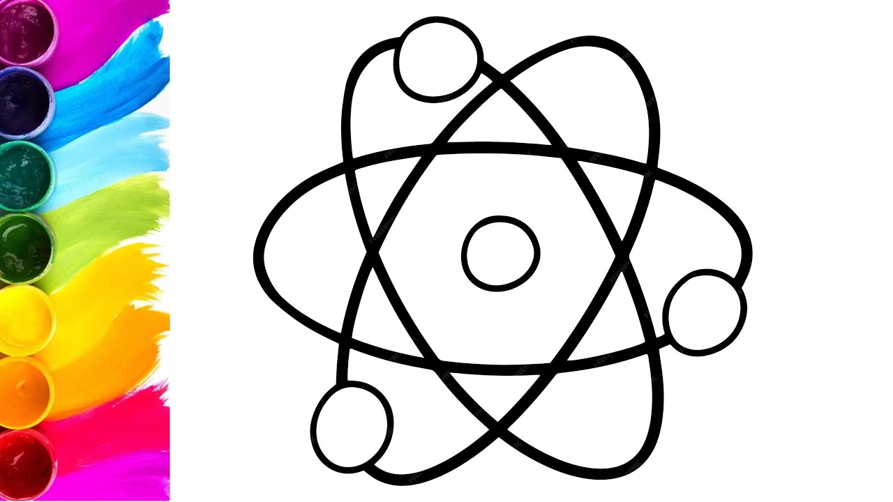 Atom Drawing 🌈💛💙🧡💖 and coloring for kids, Toddlers | How to Draw Easy ...