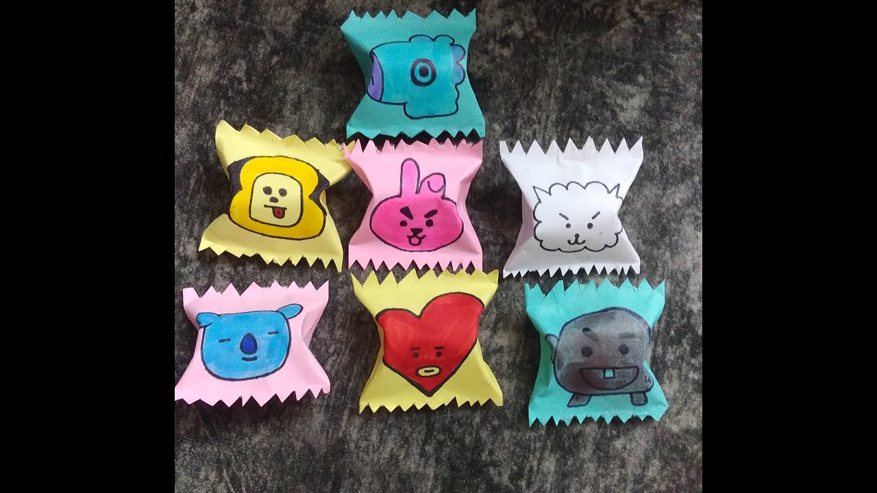 BT21 candy making || cute and amazing paper candies|| easy to make ...