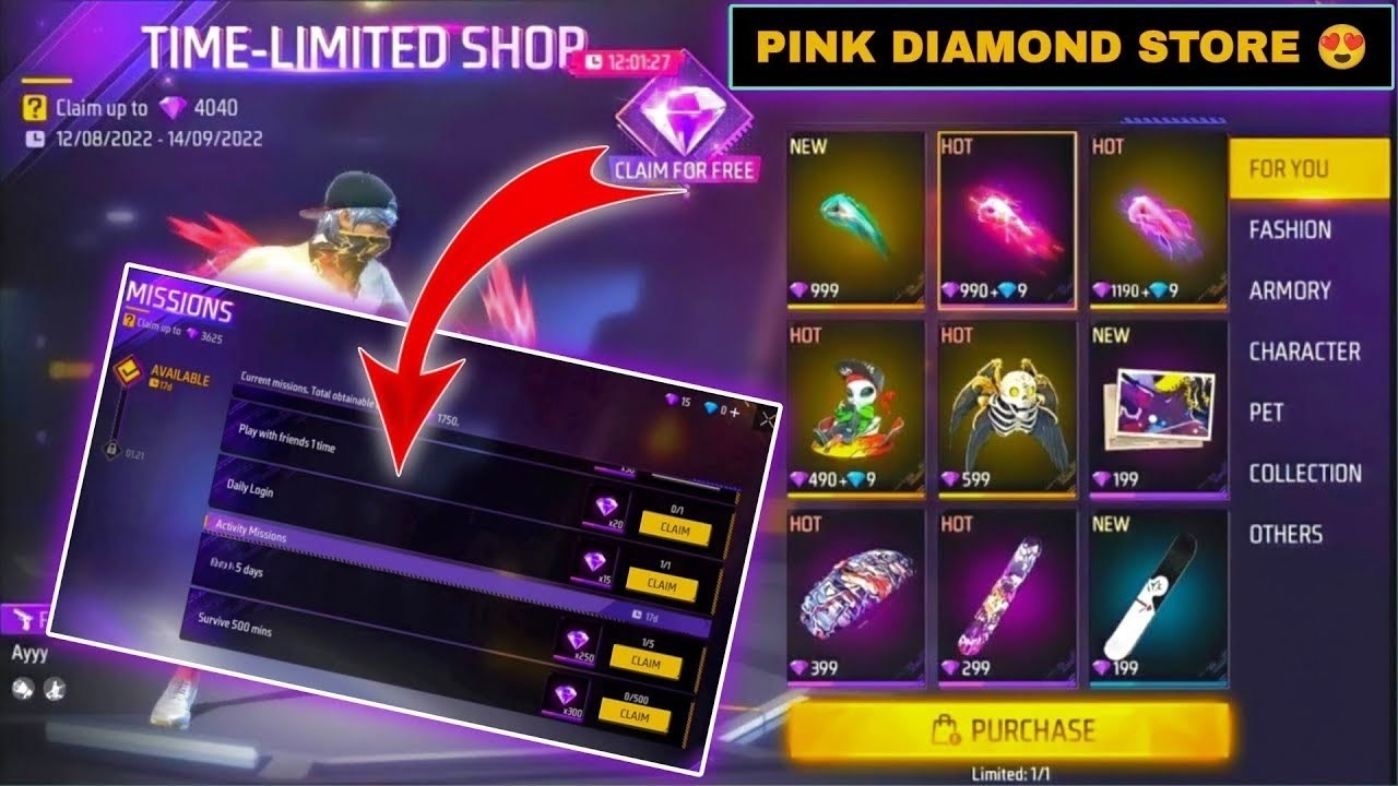 ff Pink Diamond Store Return 100% Confirm 2023 जल्दी देखो 😱🤩| FF New ...