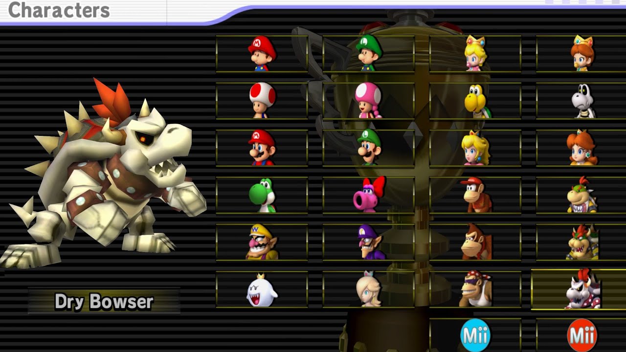 Mario Kart Wii All Character Selection All Unlock all Characters - YouTube
