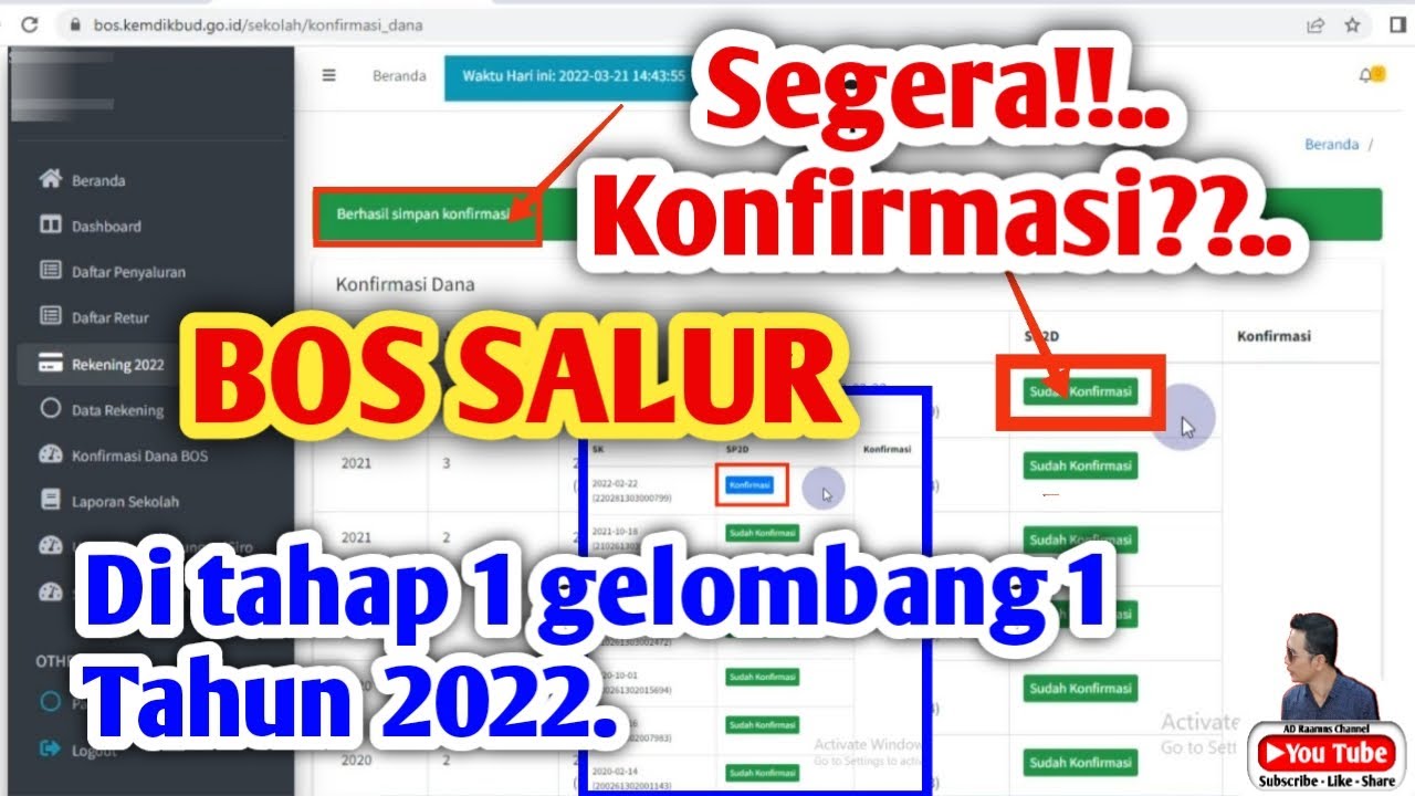 Cara konfirmasi dana bos salur tahap 1 gelombang 1 di portal bos ...