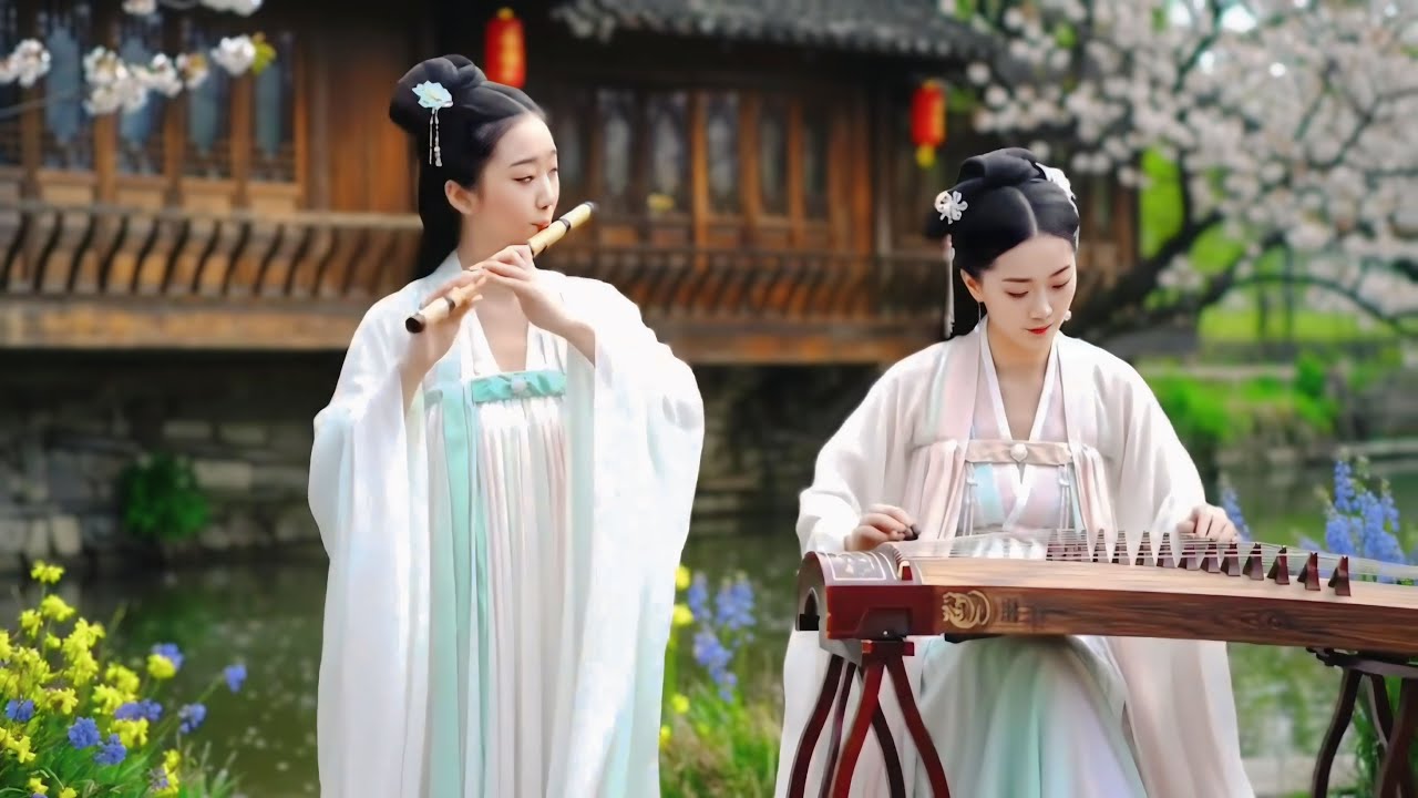 Beautiful Chinese Girls in Traditional Hanfu | Flute & Guzheng Music by ...