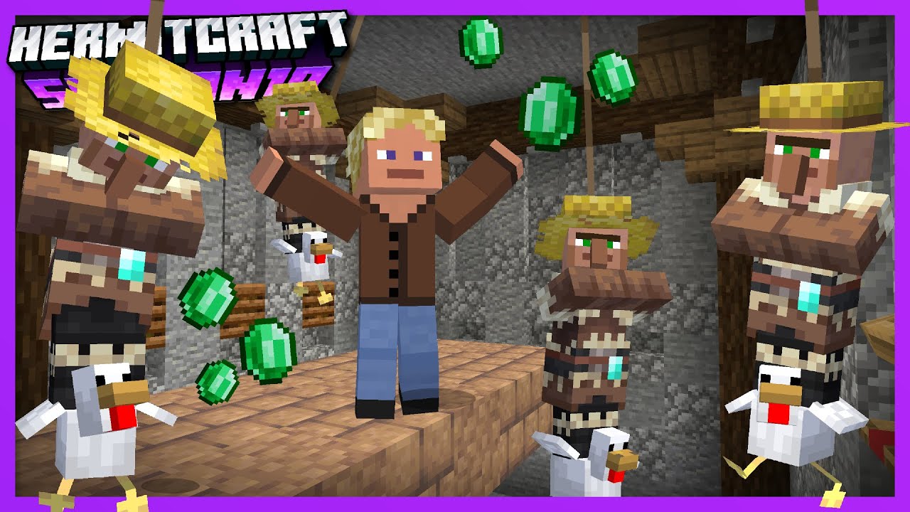 Chicken Jockey Villager Trading Hall! - Minecraft Hermitcraft Season 10 ...