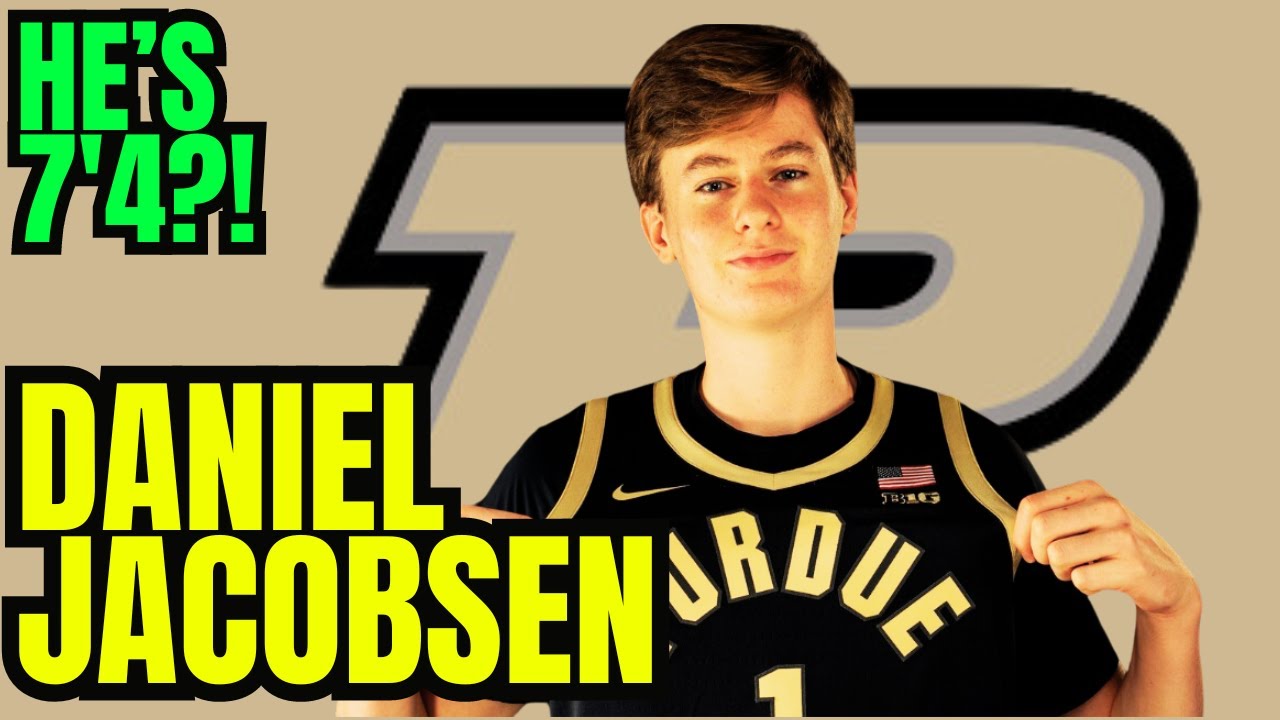 Purdue center Daniel Jacobsen grew two inches, is now 7’4” - YouTube