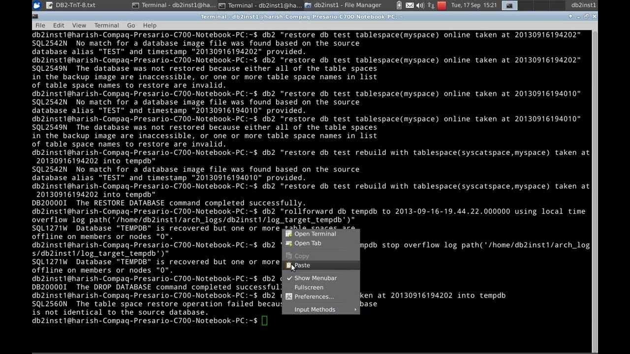 DB2 Tips n Tricks Part 8 - Restore an accidentally dropped table space - YouTube